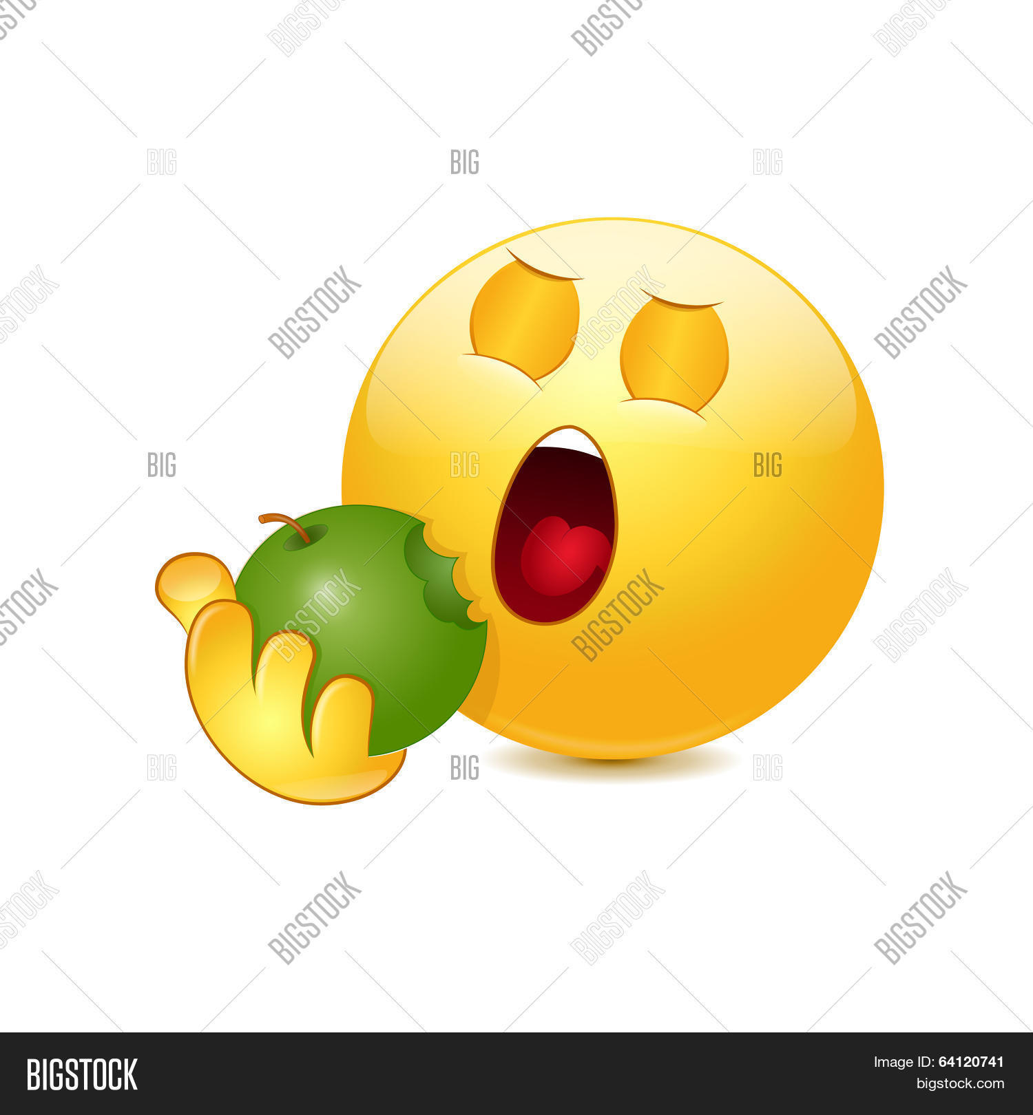 Emoticon Eating Apple Vector & Photo (Free Trial) | Bigstock