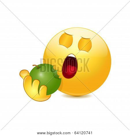 Emoticon Eating Apple Vector & Photo (Free Trial) | Bigstock