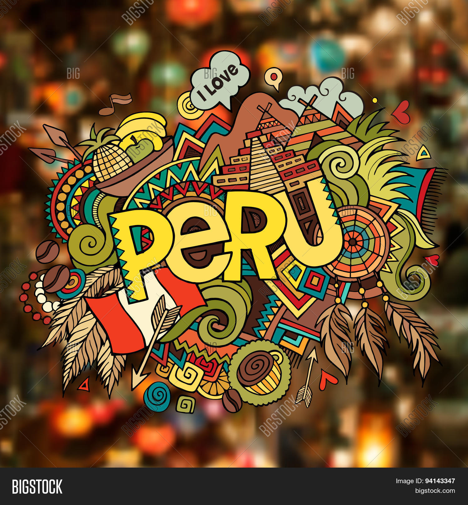 Peru Hand Lettering Vector & Photo (Free Trial) | Bigstock