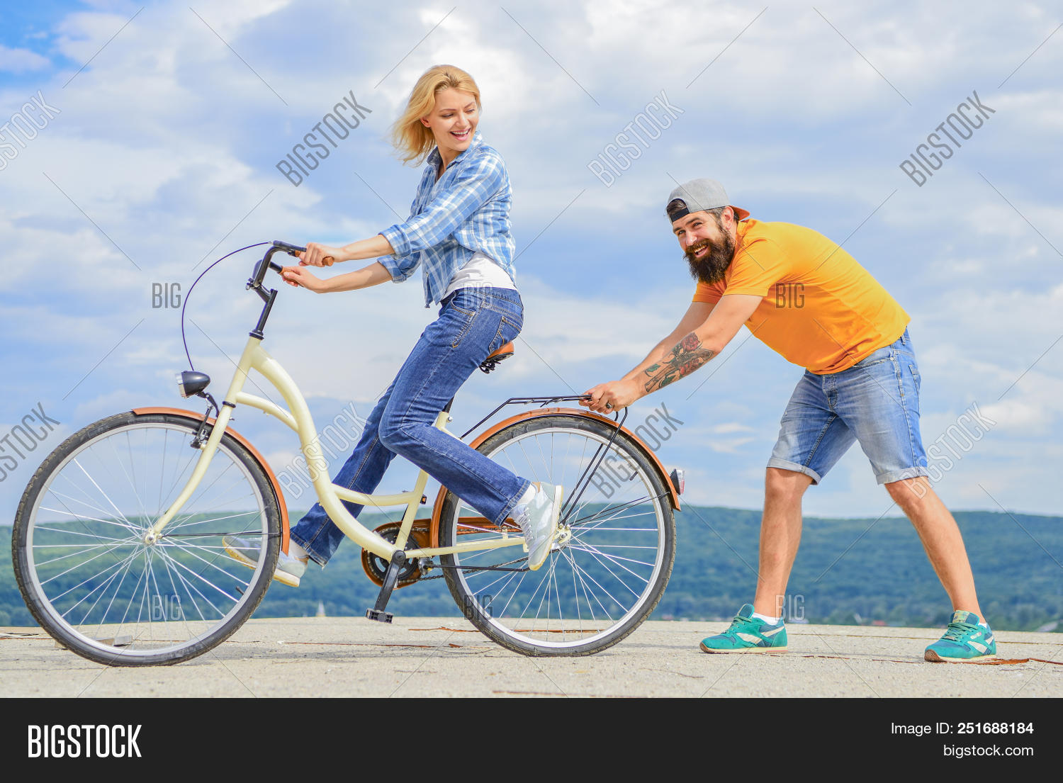 Teach Adult Ride Bike Image & Photo (Free Trial) | Bigstock