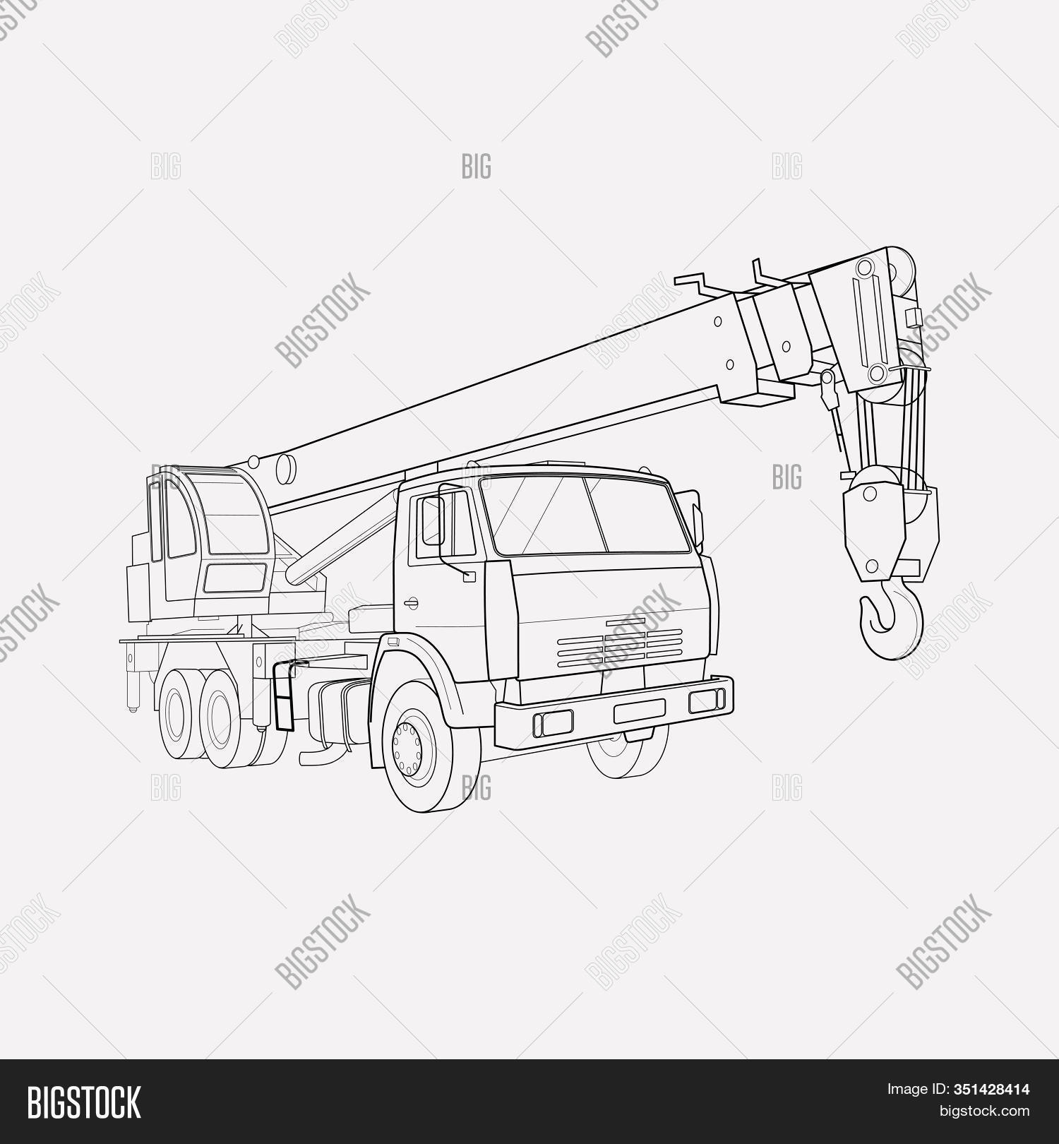 Crane Truck Icon Line Image & Photo (Free Trial) | Bigstock