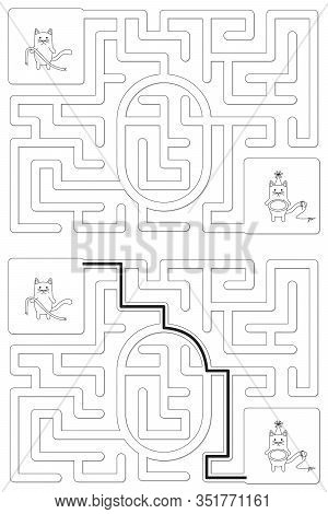 Easy Cat Maze Kids Vector & Photo (Free Trial) | Bigstock