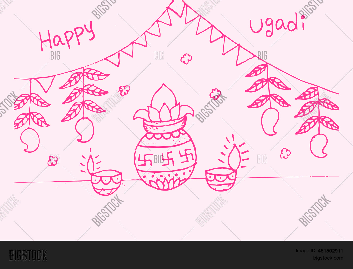 Sketch Ugadi Gudi Vector & Photo (Free Trial) | Bigstock