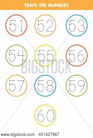 Tracing Numbers 51 60 Vector & Photo (Free Trial) | Bigstock