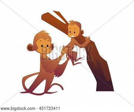 Mother Monkey Helping Vector & Photo (Free Trial) | Bigstock