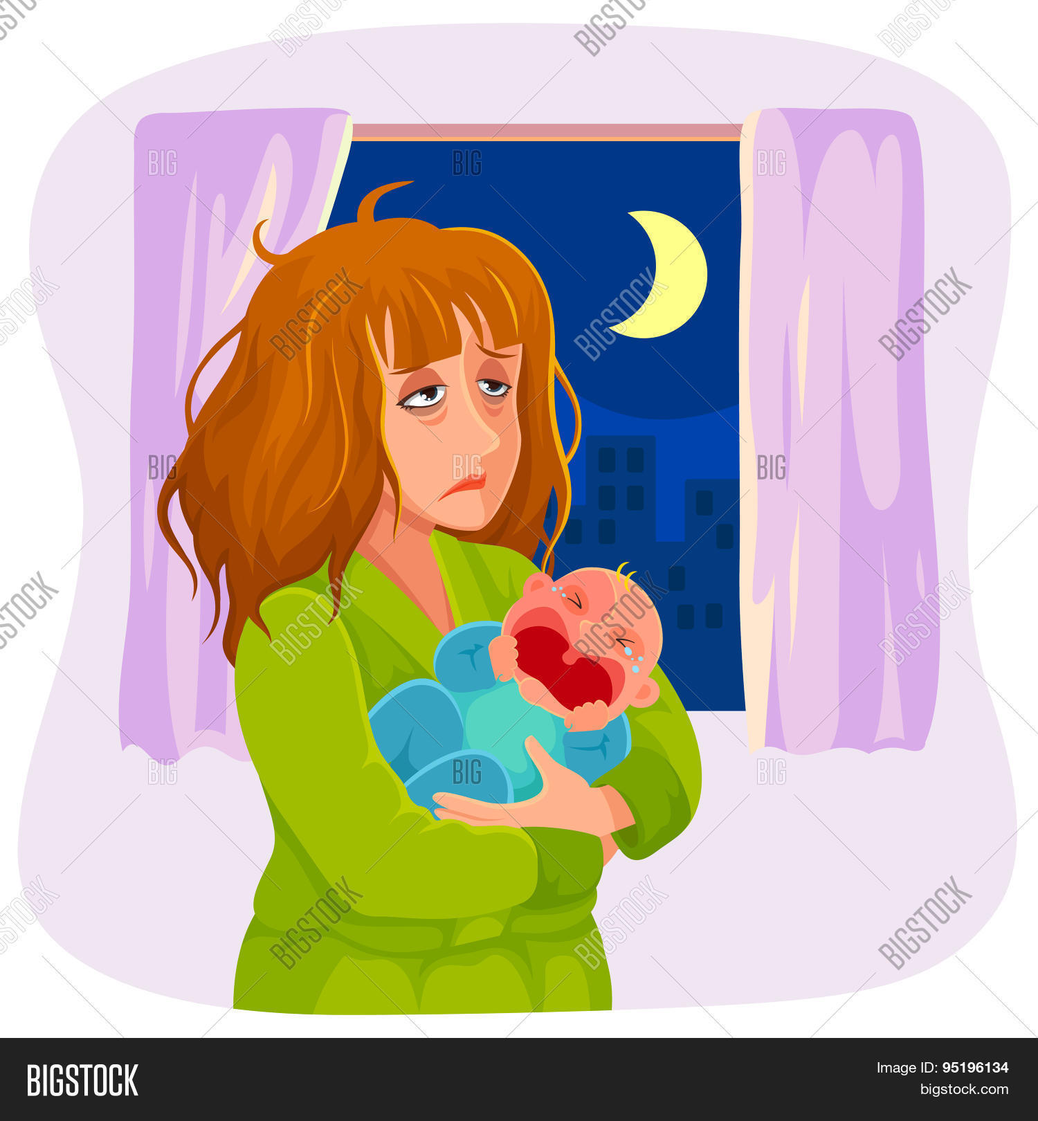 Sleepy Mother Vector & Photo (Free Trial) | Bigstock