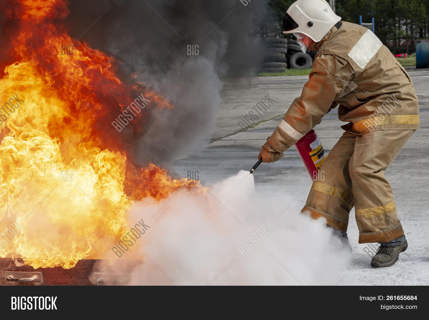 Firefighter With Extinguisher