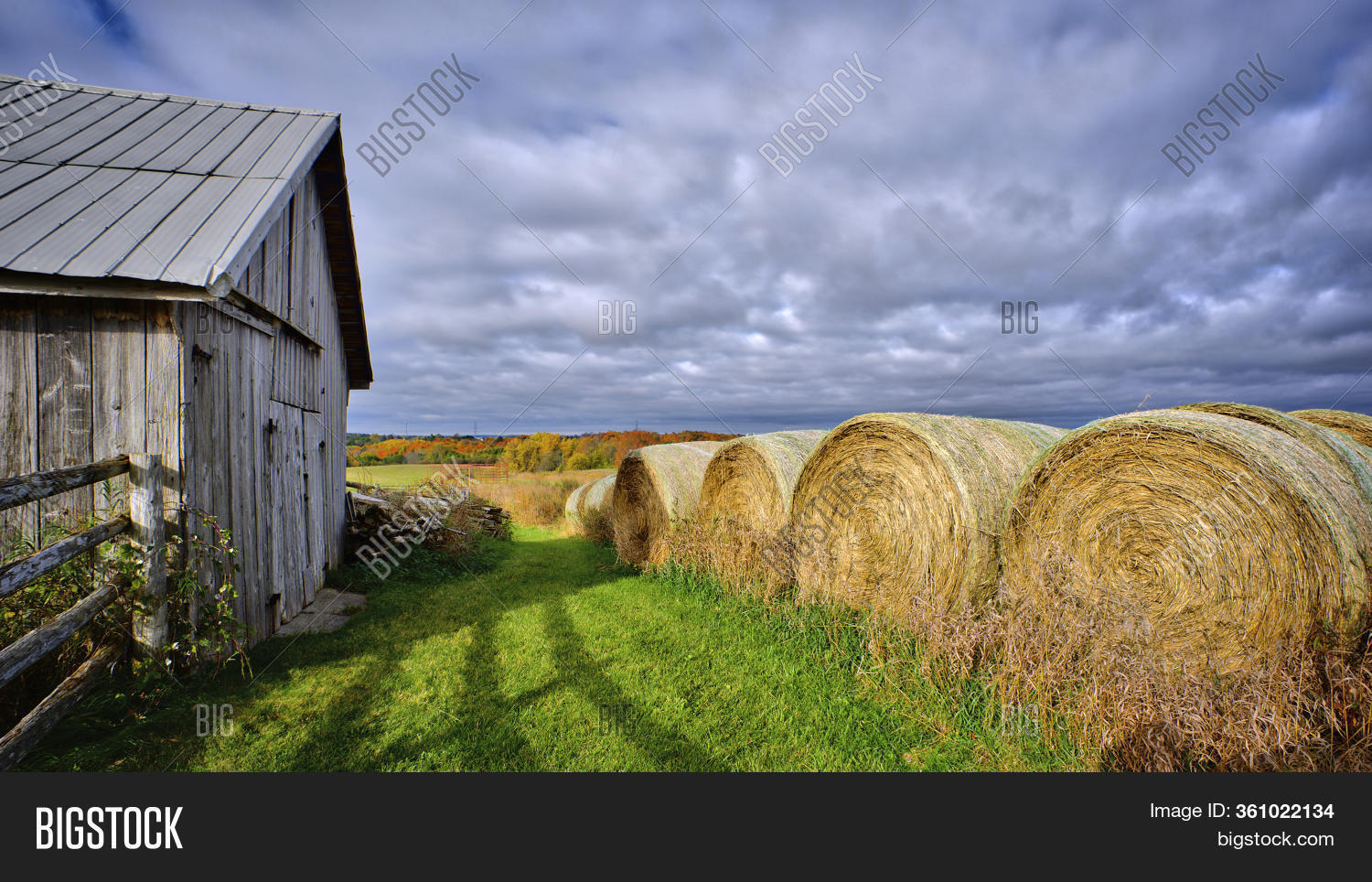 Bale Hay On Farm Fall Image & Photo (Free Trial) | Bigstock