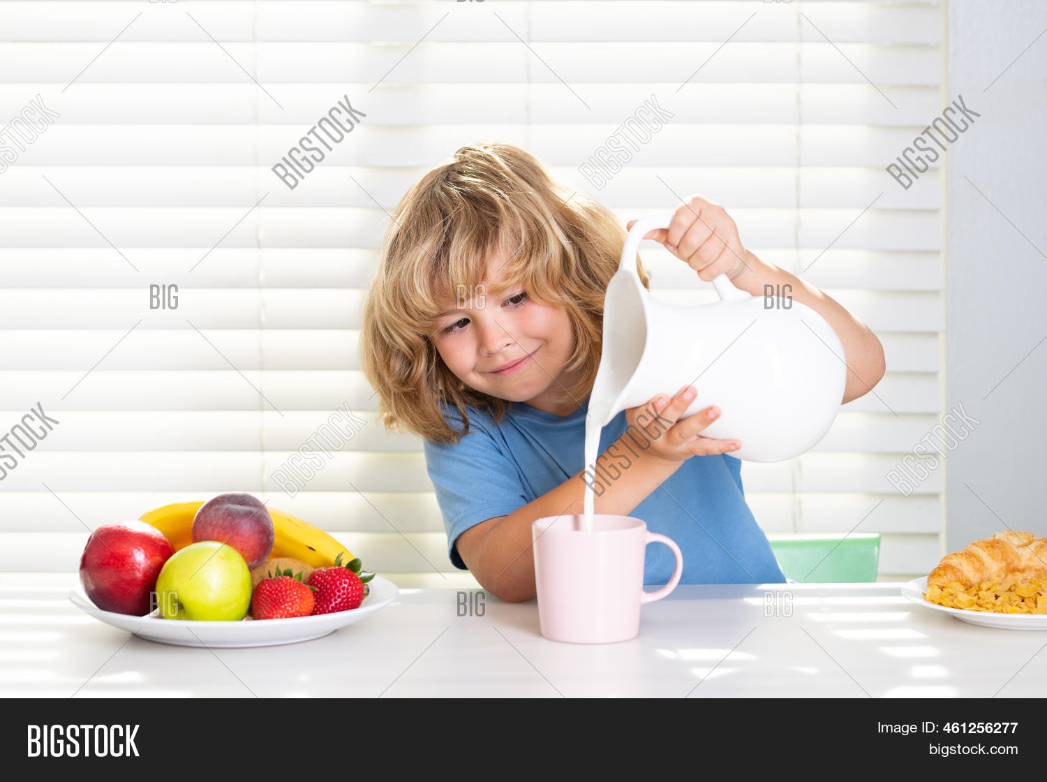 Kid Boy Pouring Whole Image & Photo (Free Trial) | Bigstock