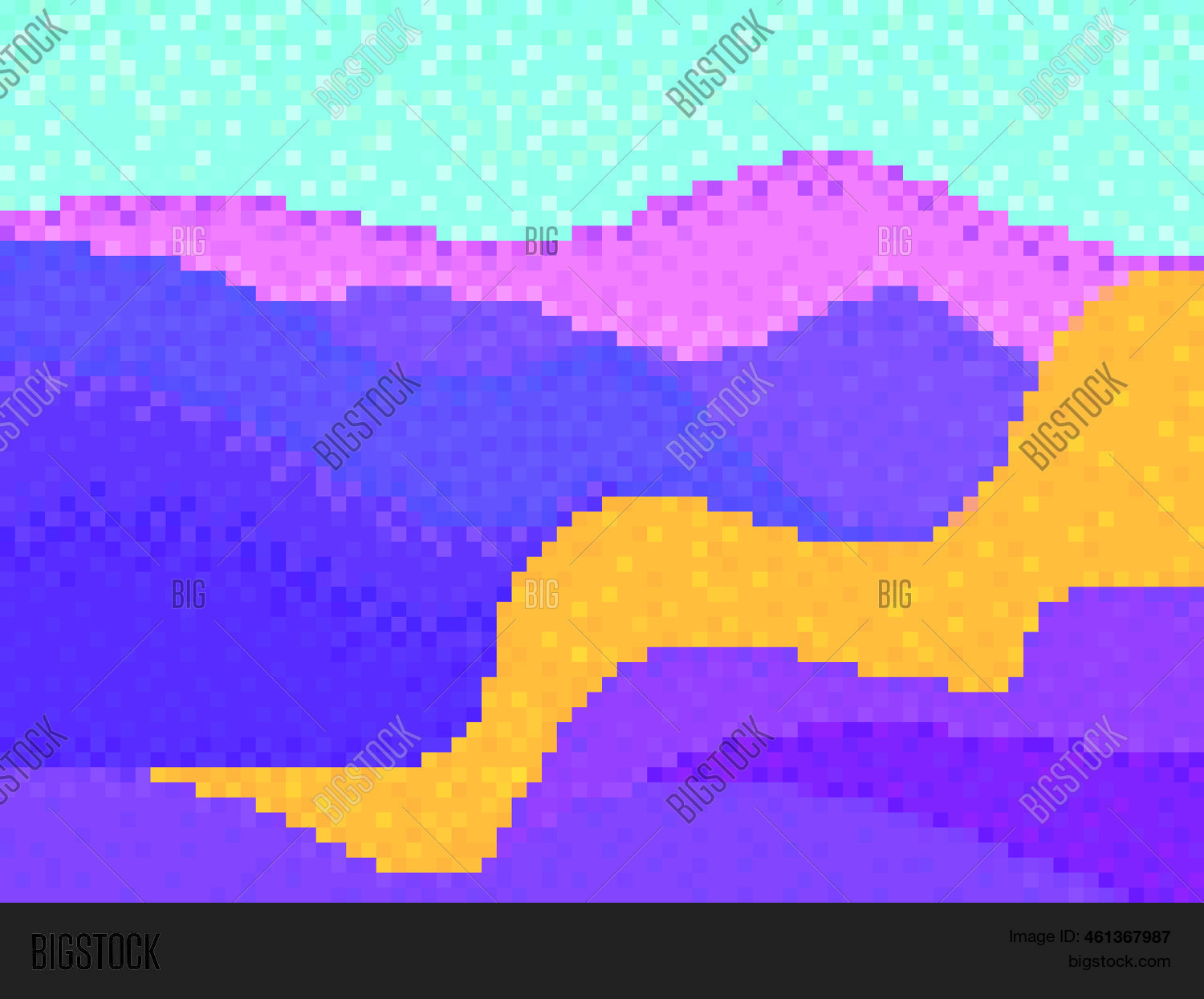 Pixel Landscape Hills Vector & Photo (Free Trial) | Bigstock