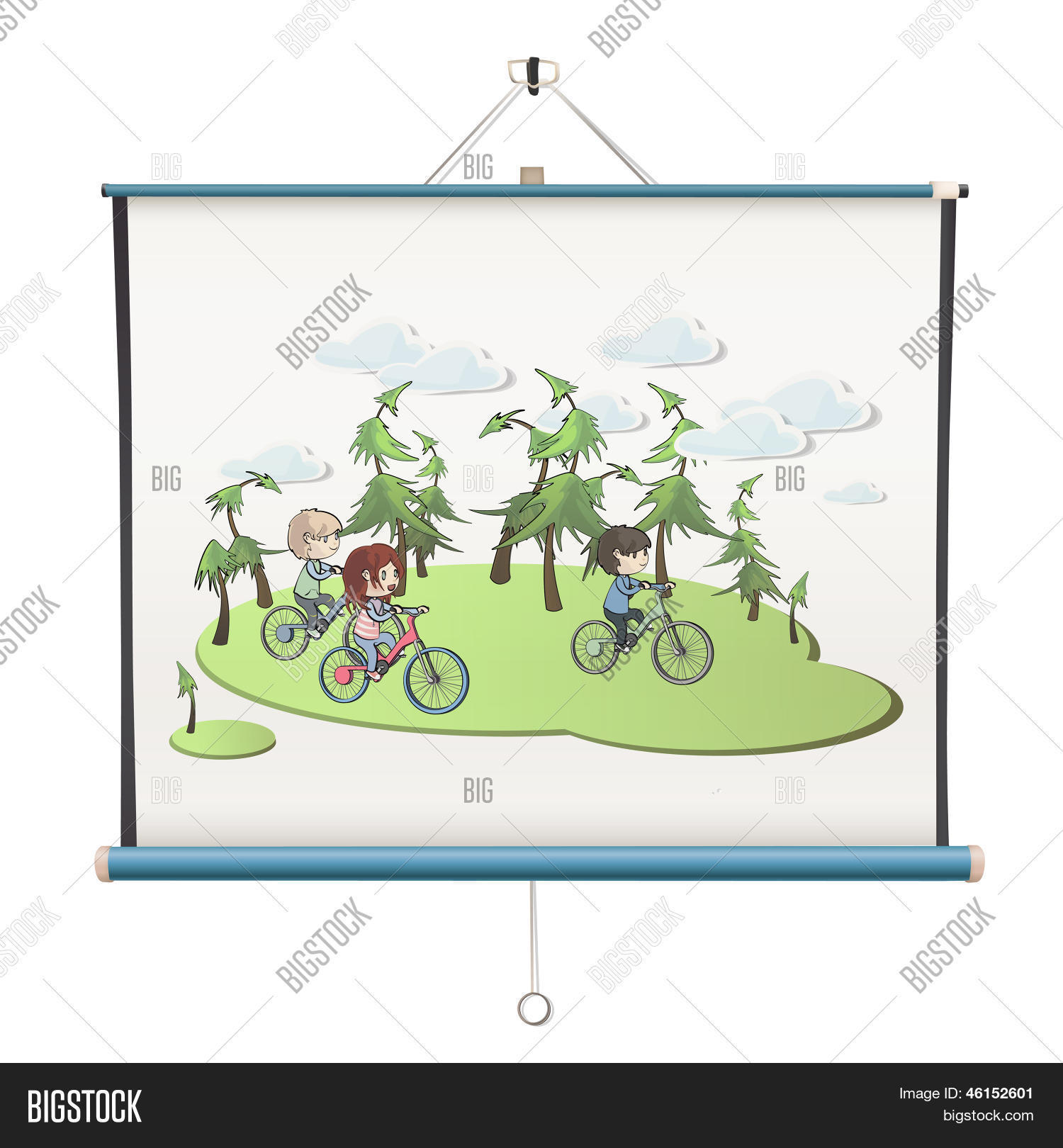 Kids Cycling Printed Vector & Photo (Free Trial) | Bigstock