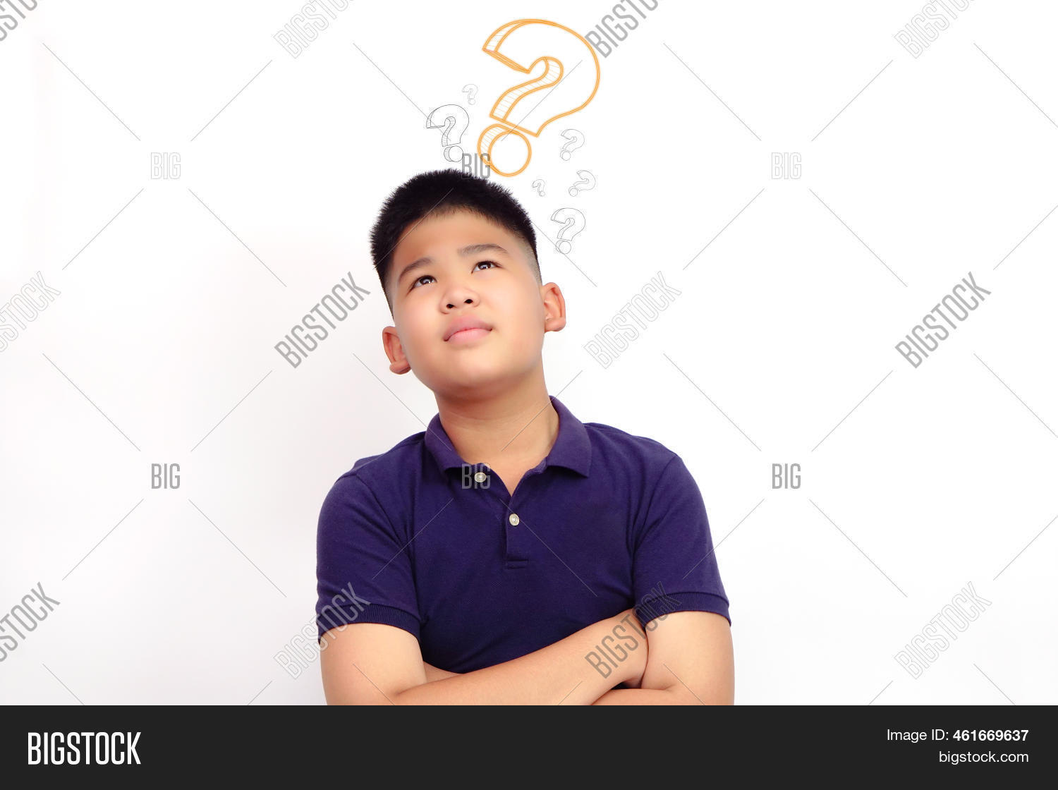 Thinking Boy On White Image & Photo (Free Trial) | Bigstock