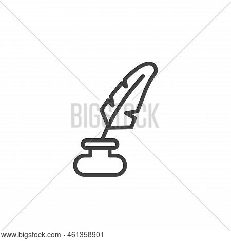 Quill Ink Bottle Line Vector & Photo (Free Trial) | Bigstock