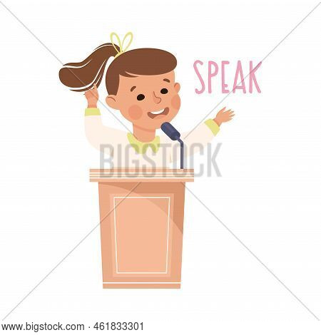 Little Girl Speaking Vector & Photo (Free Trial) | Bigstock