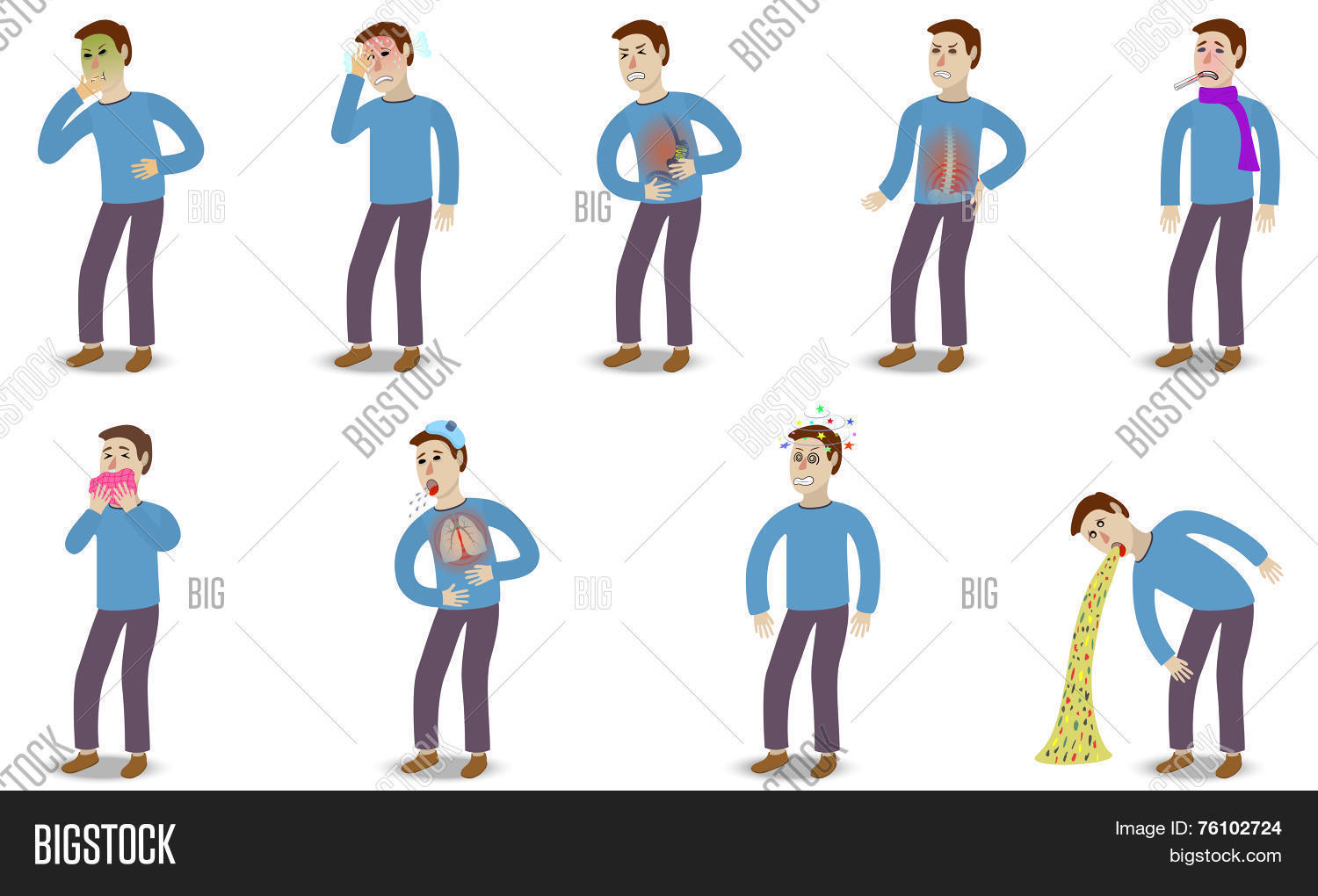 Sick Characters Set Vector & Photo (Free Trial) | Bigstock