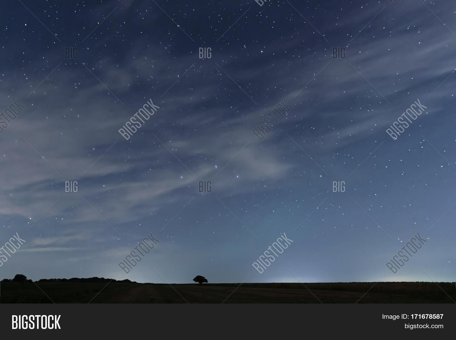 Cloudy Starry Night Sky