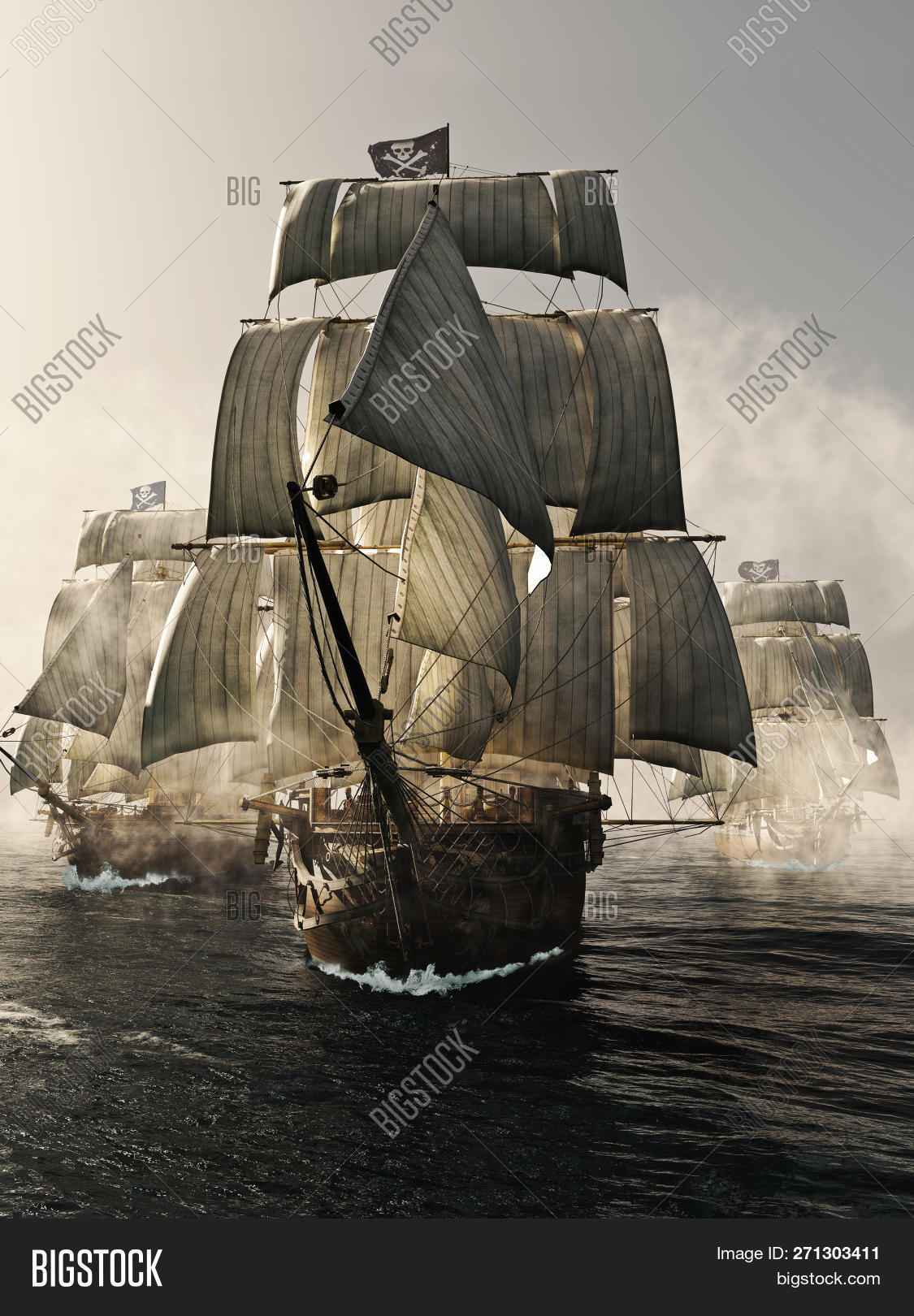 Front View Pirate Ship Image & Photo (Free Trial) | Bigstock