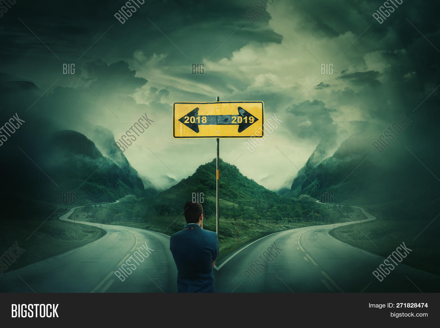 Man Front Crossroad, Image & Photo (Free Trial) | Bigstock