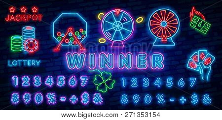Win Lottery Neon Text Vector & Photo (Free Trial) | Bigstock