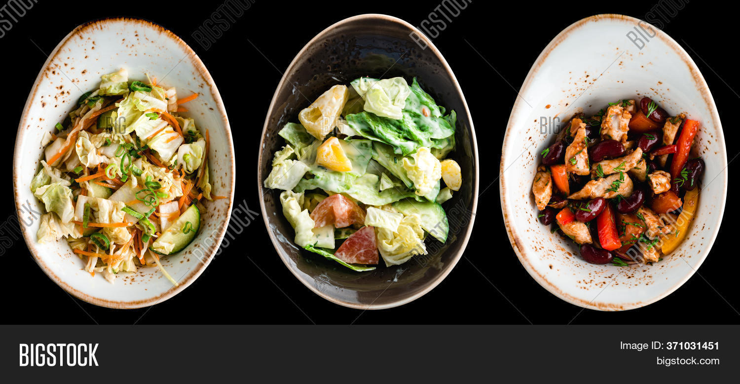 Set Three Salads Asian Image & Photo (Free Trial) | Bigstock