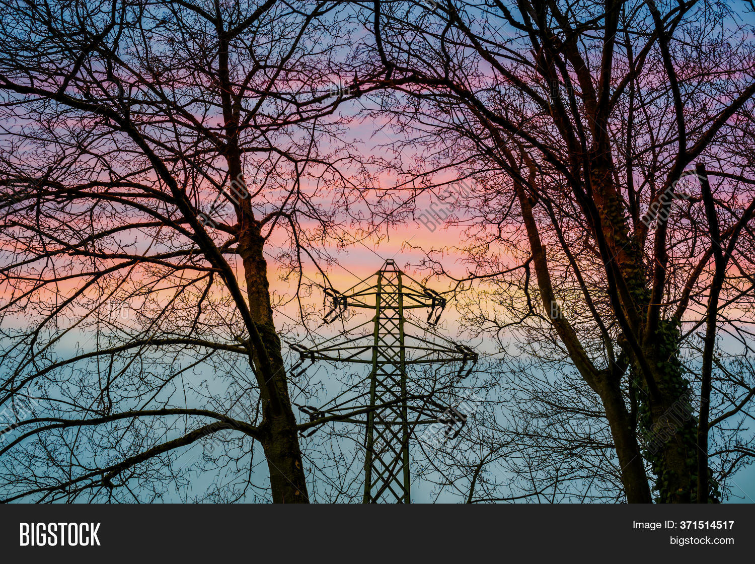 Masts Power Line Front Image & Photo (Free Trial) | Bigstock