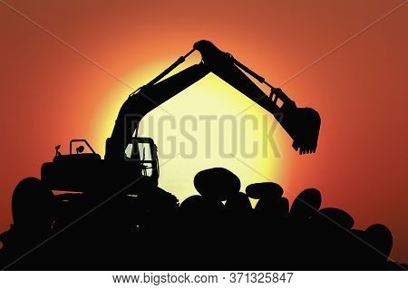 Excavators Silhouette Image & Photo (Free Trial) | Bigstock