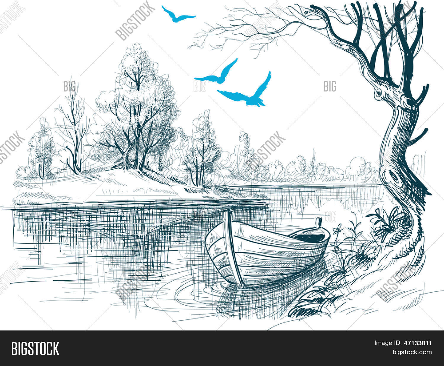 Boat On River / Delta Vector & Photo (Free Trial) | Bigstock