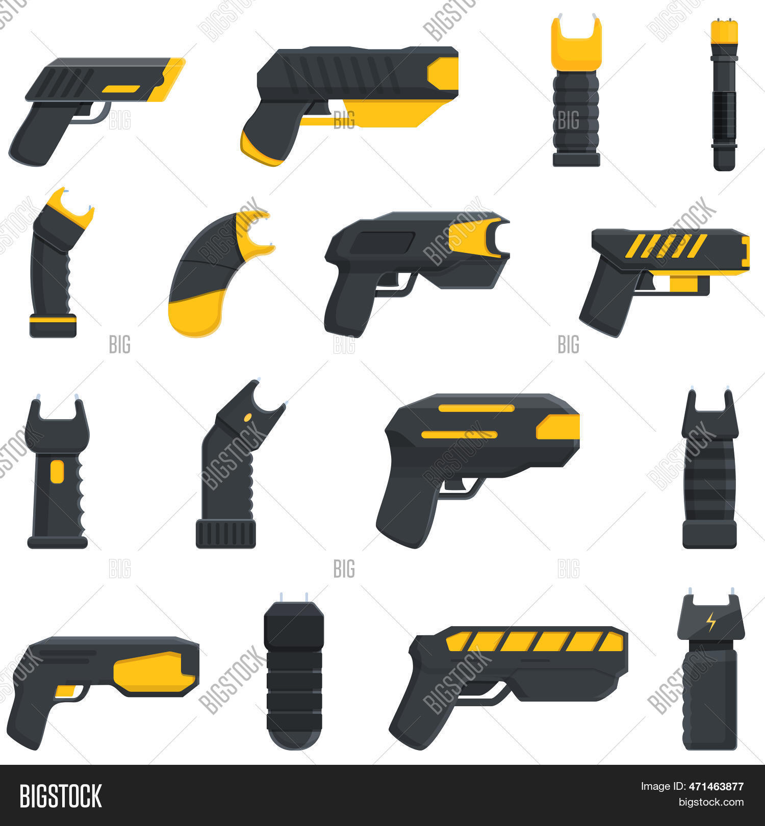 Taser Police Icons Set Image & Photo (Free Trial) | Bigstock