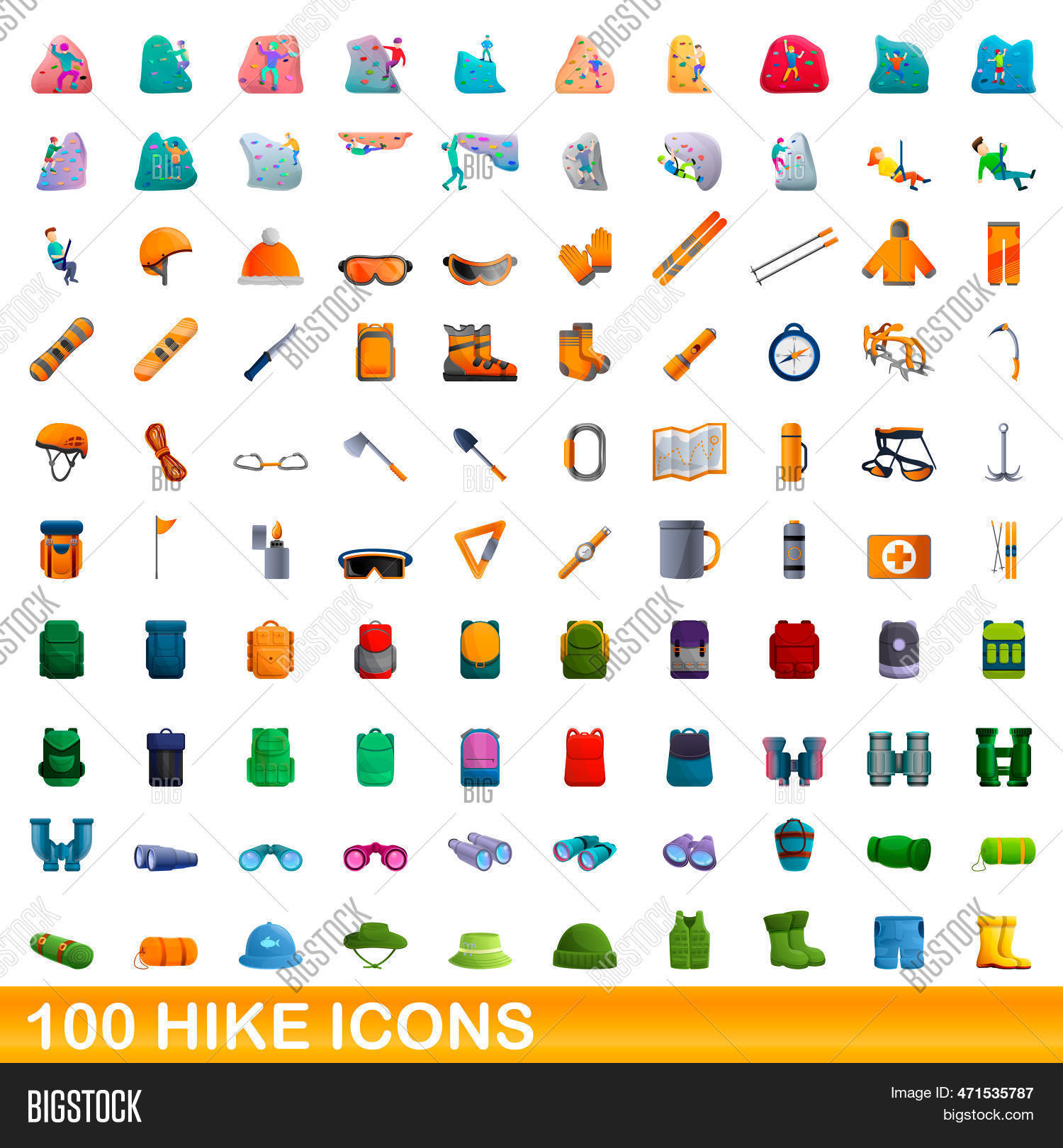 Imagen y foto 100 Hike Icons Set (prueba gratis) | Bigstock