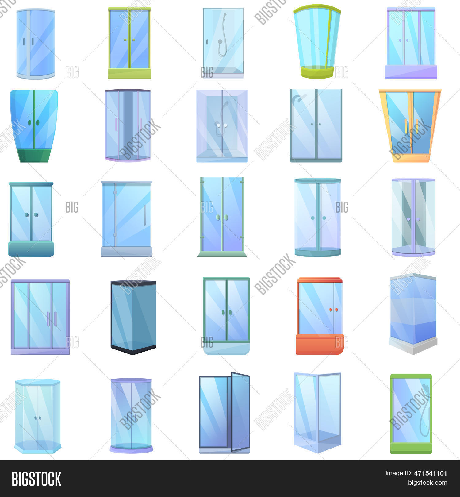 Shower Stall Icons Set Image & Photo (Free Trial) | Bigstock