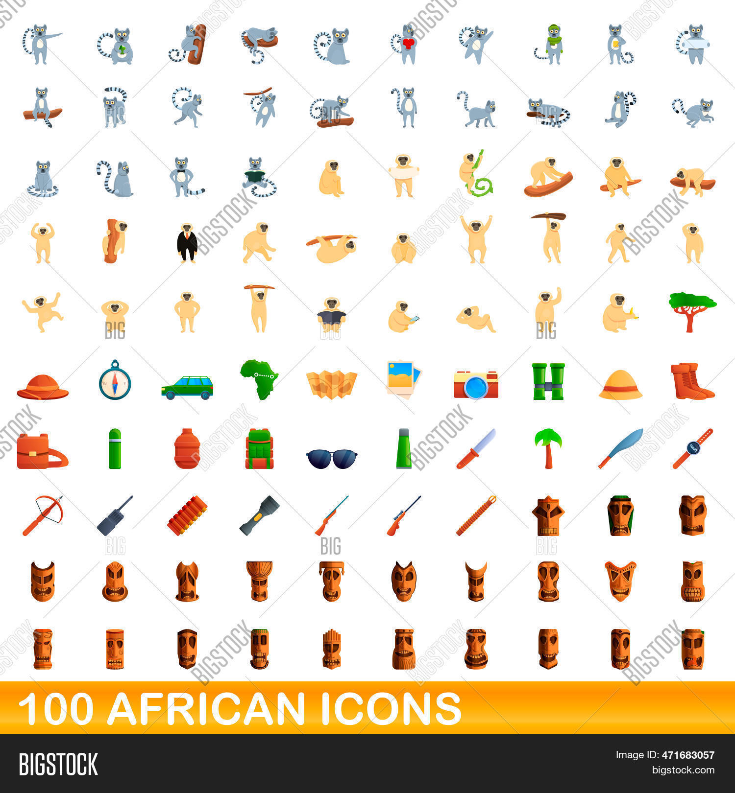 100 African Icons Set Image & Photo (Free Trial) | Bigstock