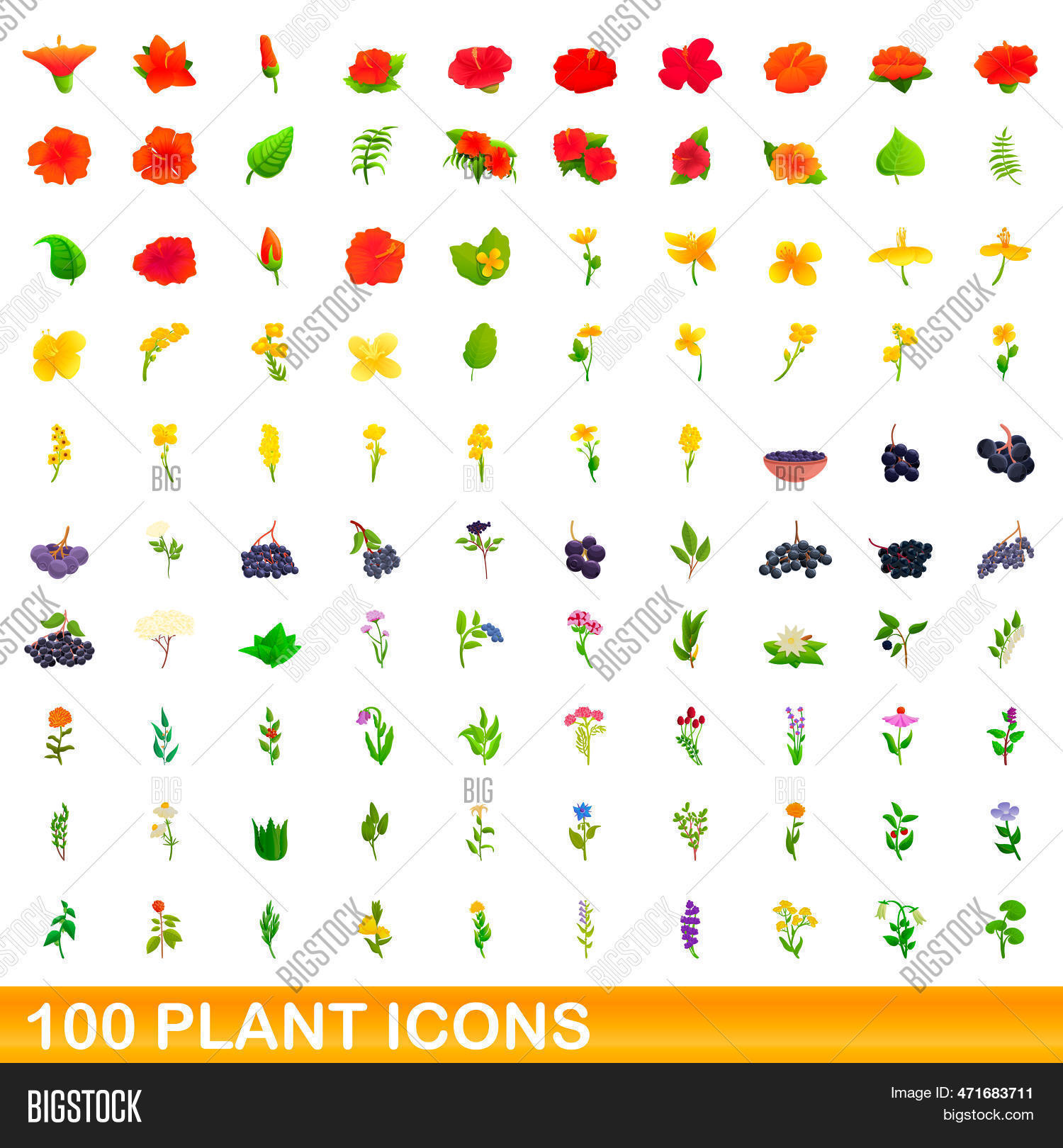 100 Plant Icons Set. Image & Photo (Free Trial) | Bigstock