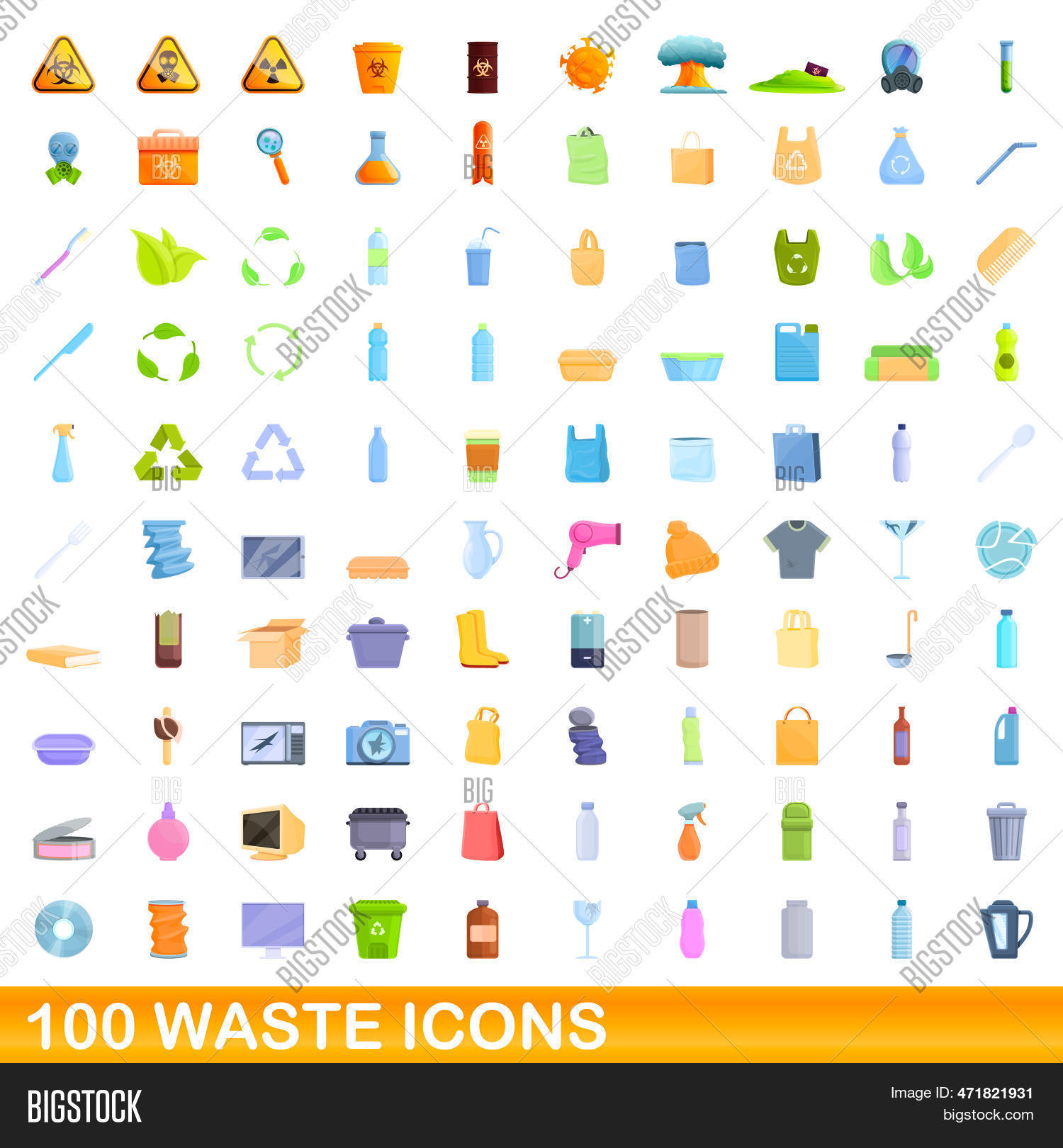 100 Waste Icons Set. Image & Photo (Free Trial) | Bigstock