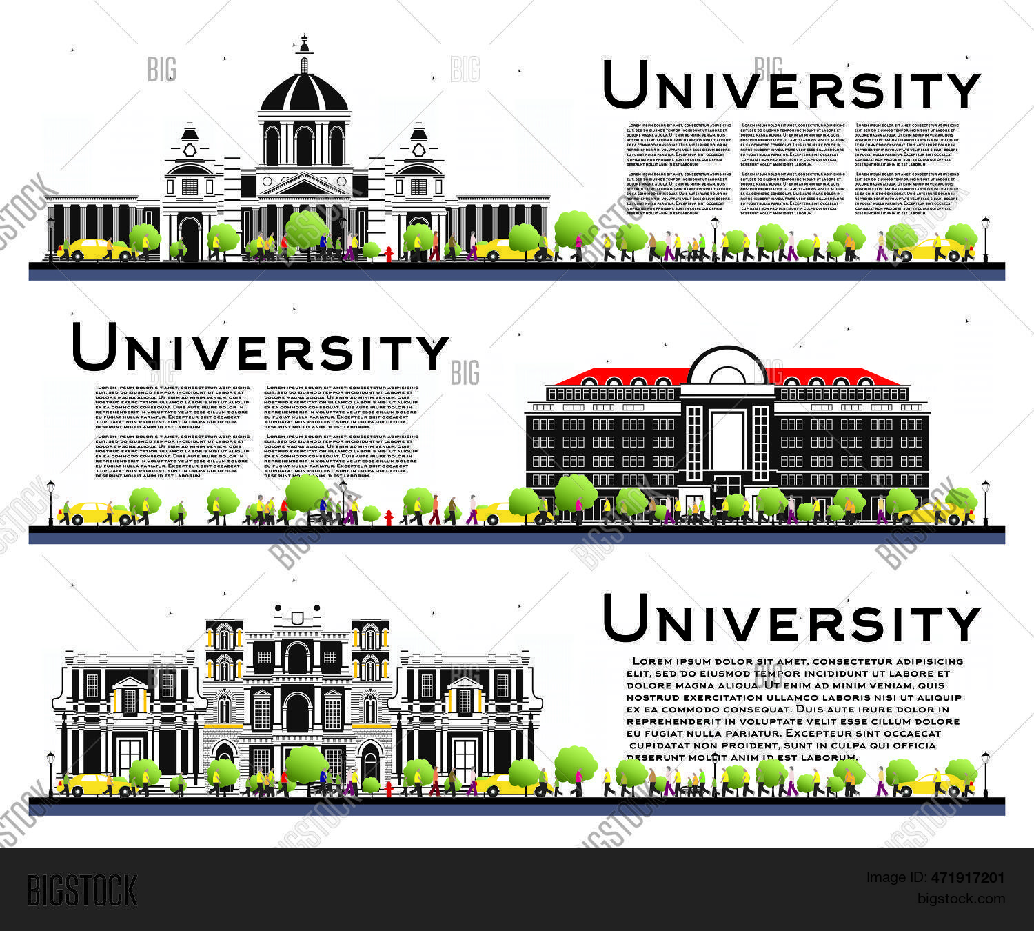 Set University Campus Vector & Photo (Free Trial) | Bigstock