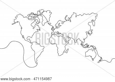 World Map One Stroke Vector & Photo (Free Trial) | Bigstock