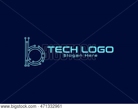 Letter B Tech Logo Design Vector Template - Stock Image - Everypixel