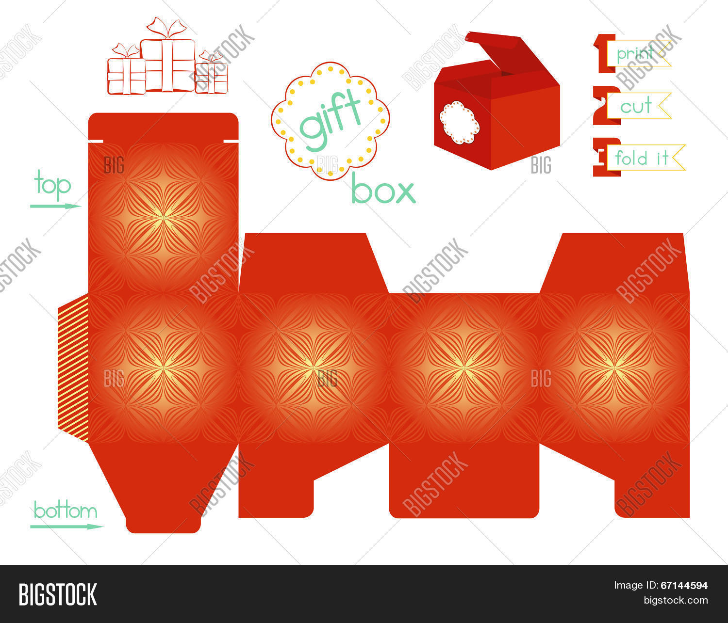 Printable Gift Box Vector & Photo (Free Trial) | Bigstock