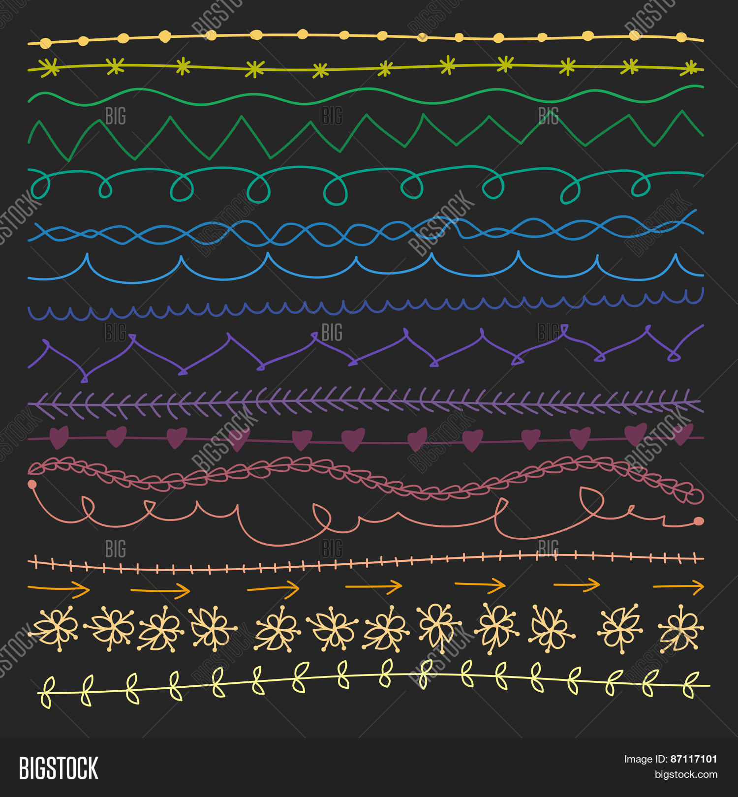 Set Dividers Borders Vector & Photo (Free Trial) | Bigstock