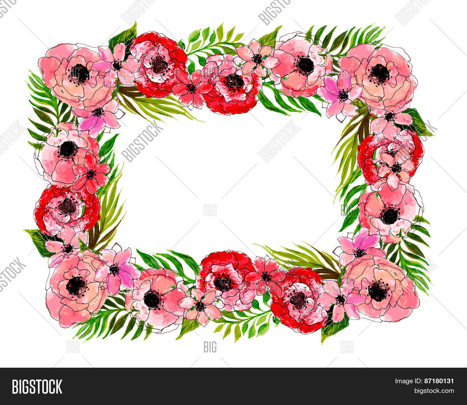 Floral Frame Pink Vector & Photo (Free Trial) | Bigstock