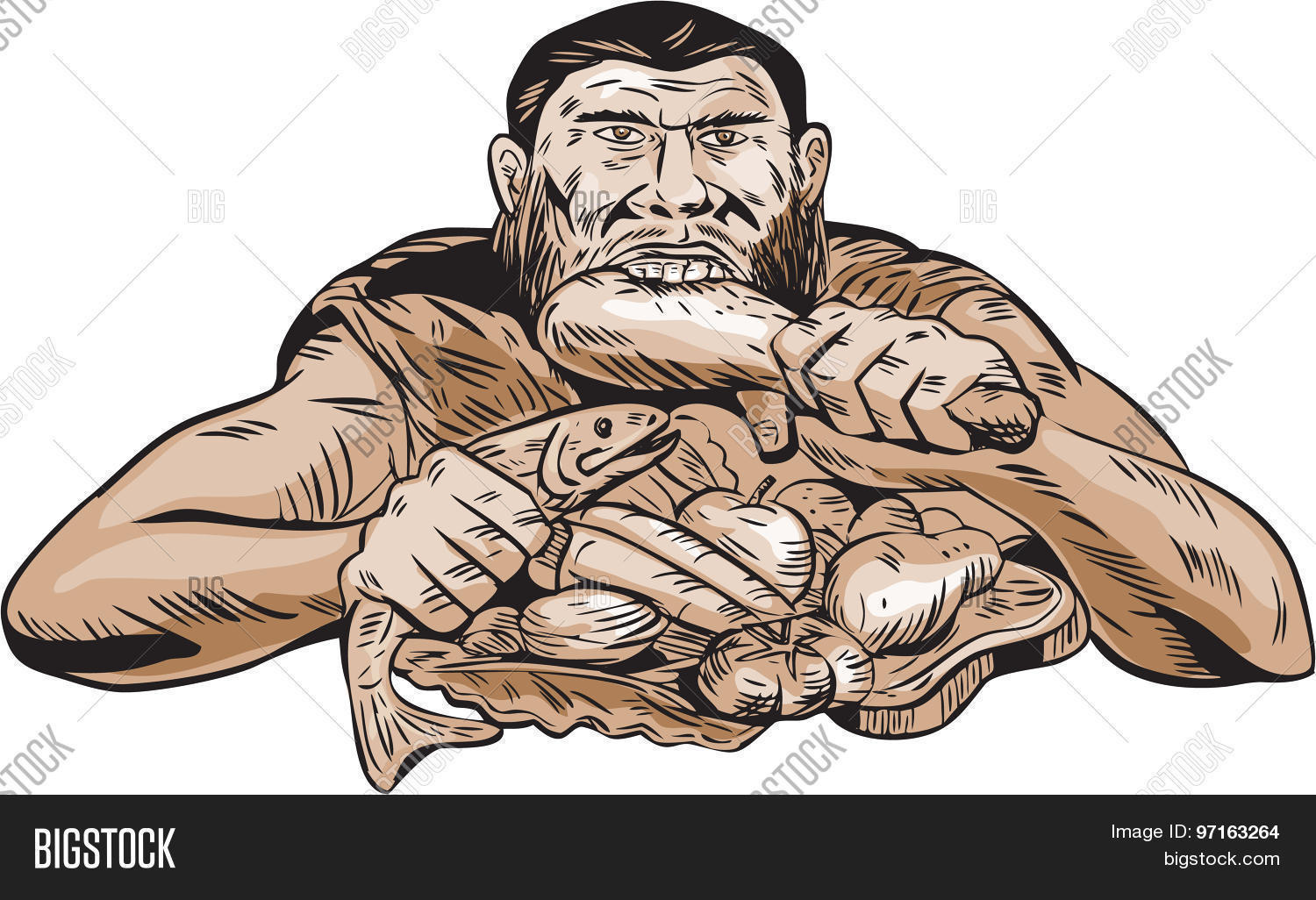 Neanderthal Man Eating Image & Photo (Free Trial) | Bigstock
