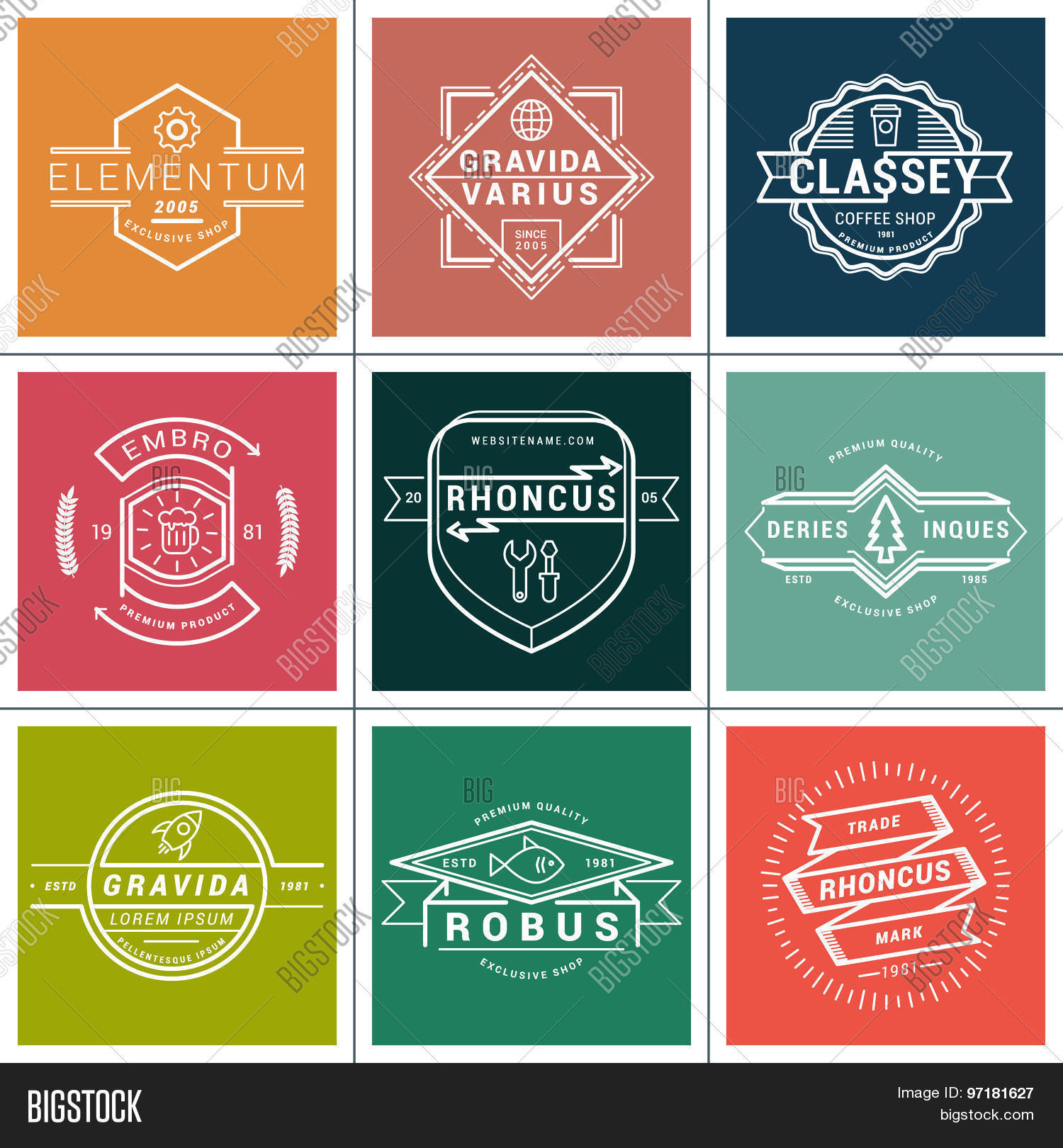 Set Line Art Logotype Vector & Photo (Free Trial) | Bigstock