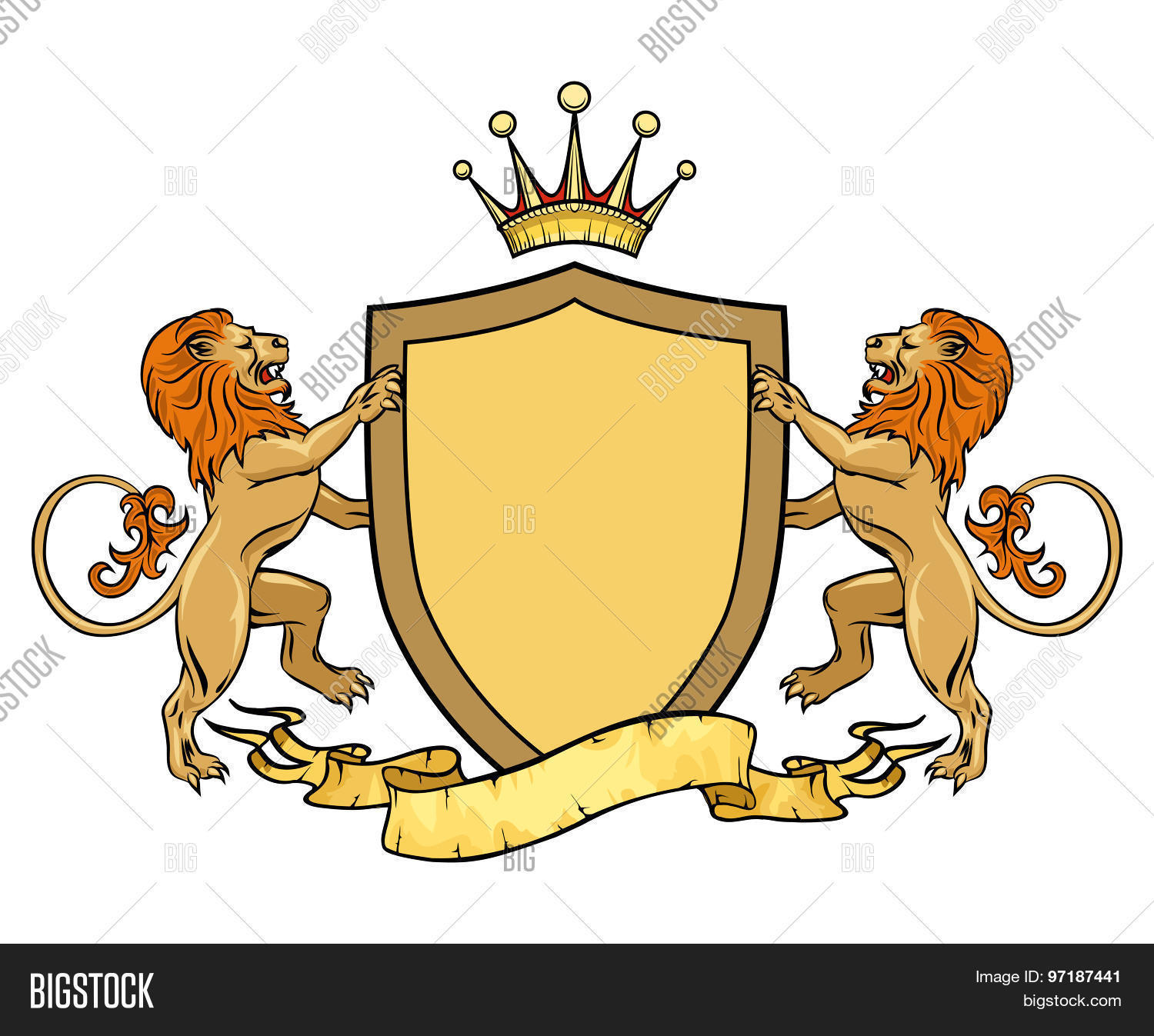 Heraldic Lions Shield Vector & Photo (Free Trial) | Bigstock