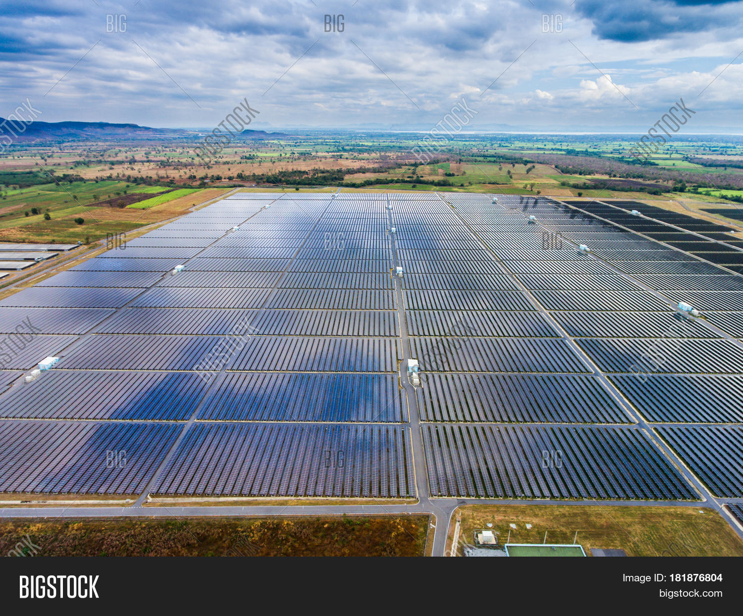 Aerial View Solar Farm Image & Photo (Free Trial) | Bigstock