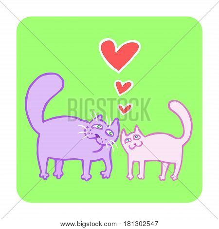 Cartoon Enamored Cats Vector & Photo (Free Trial) | Bigstock