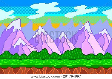 Pixel Art Mountains Vector & Photo (Free Trial) | Bigstock