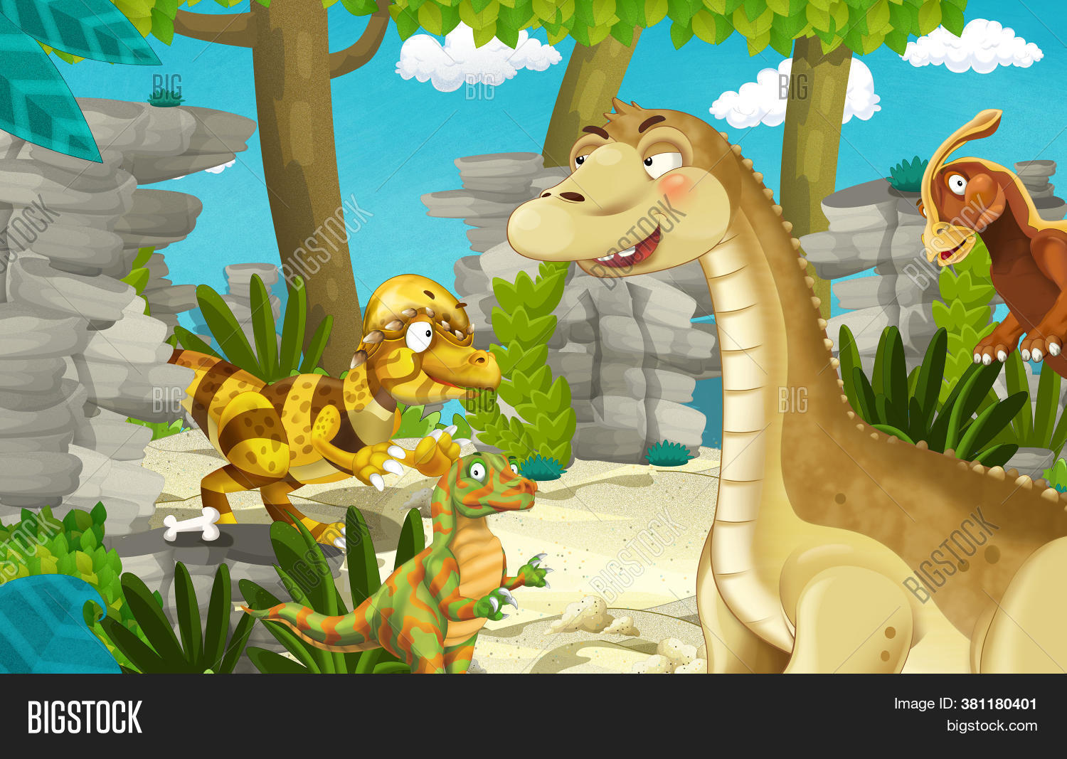 Cartoon Scene Dinosaur Image & Photo (Free Trial) | Bigstock