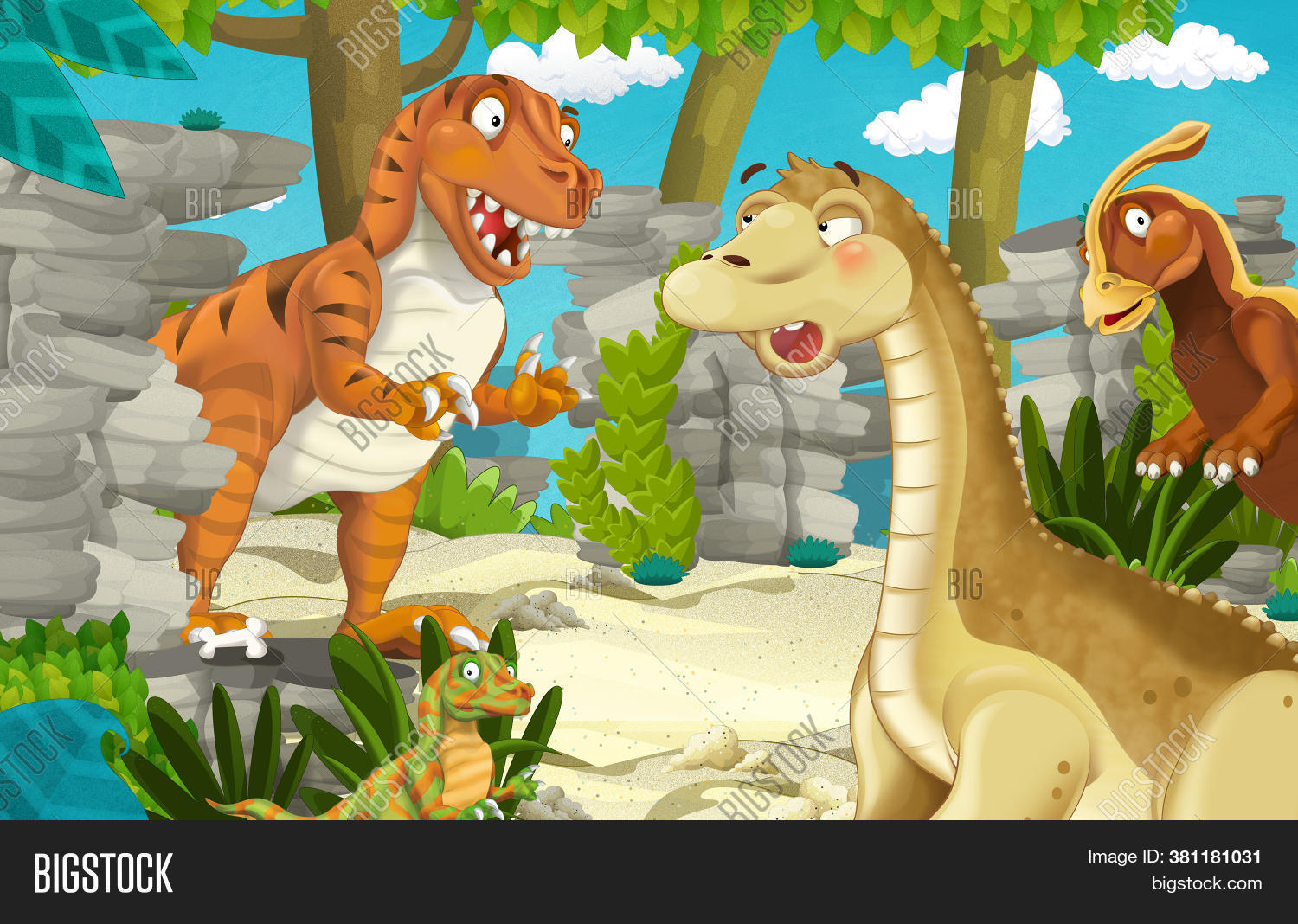 Cartoon Scene Dinosaur Image & Photo (Free Trial) | Bigstock