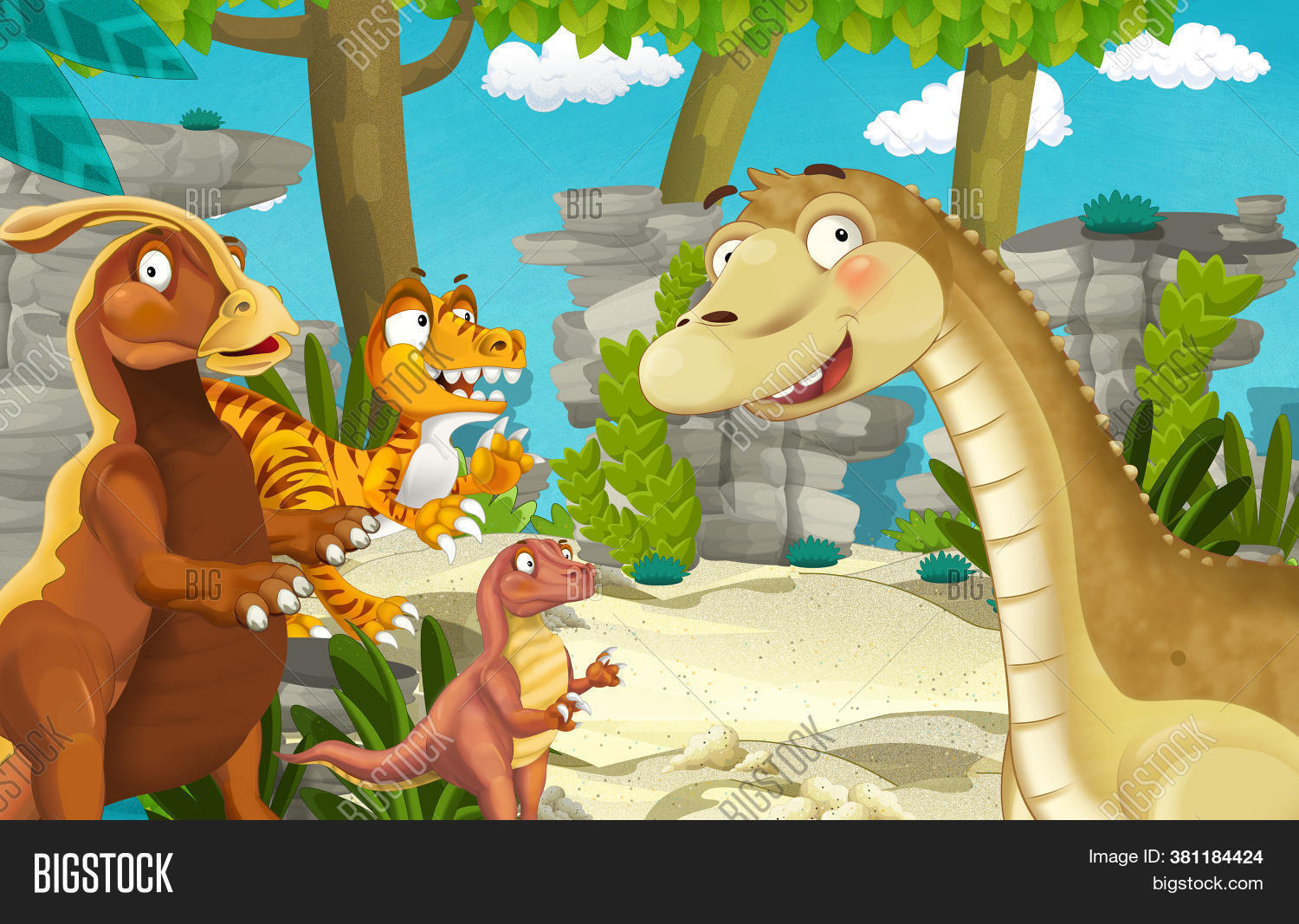 Cartoon Scene Dinosaur Image & Photo (Free Trial) | Bigstock