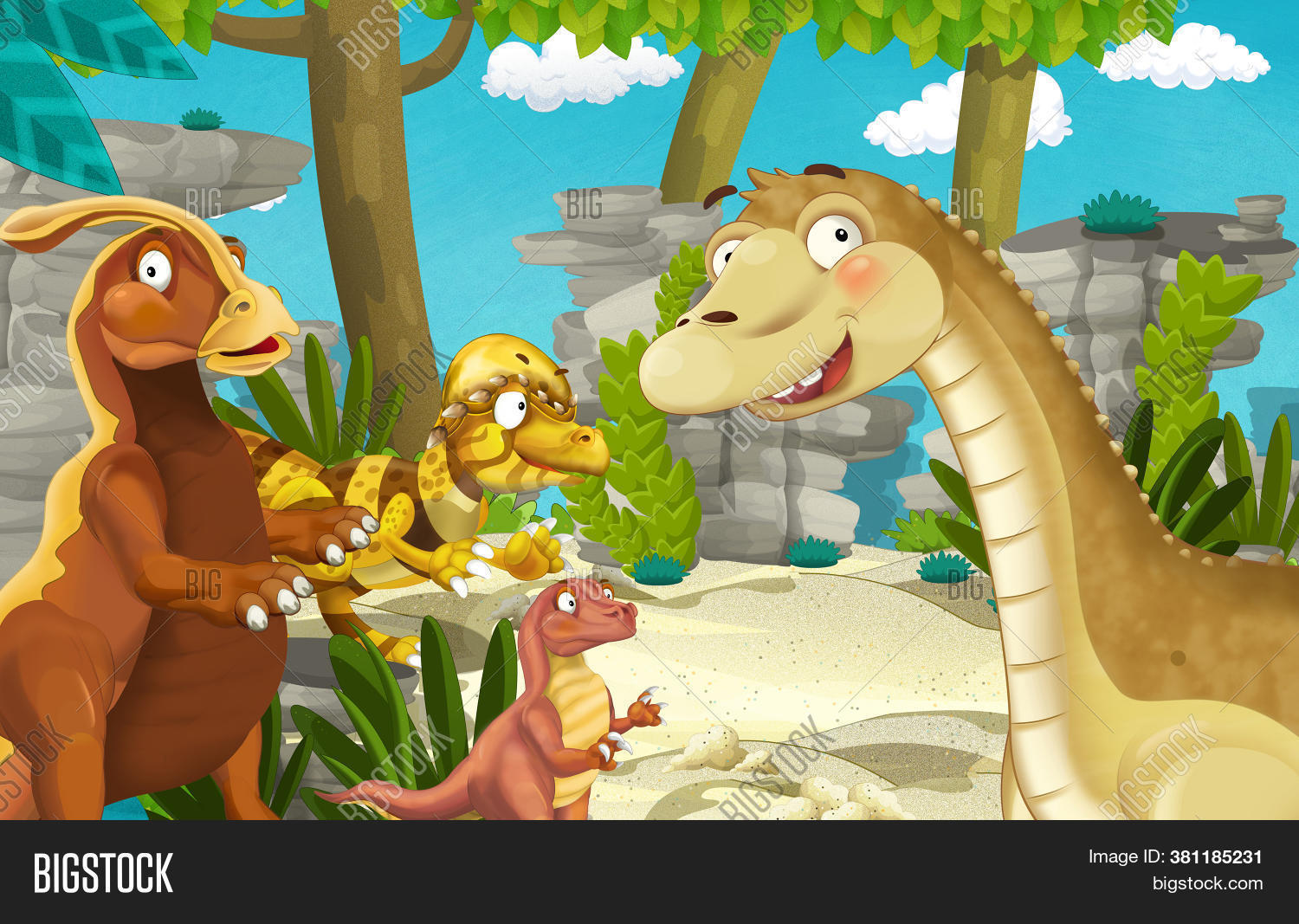 Cartoon Scene Dinosaur Image & Photo (Free Trial) | Bigstock
