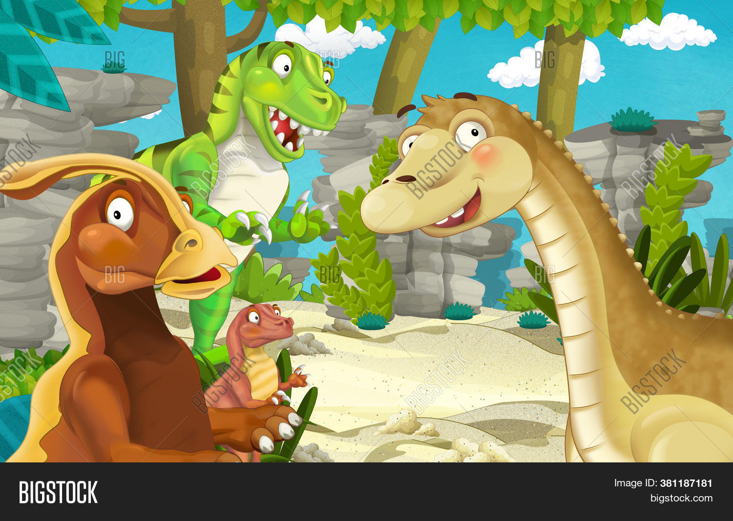 Cartoon Scene Dinosaur Image & Photo (Free Trial) | Bigstock